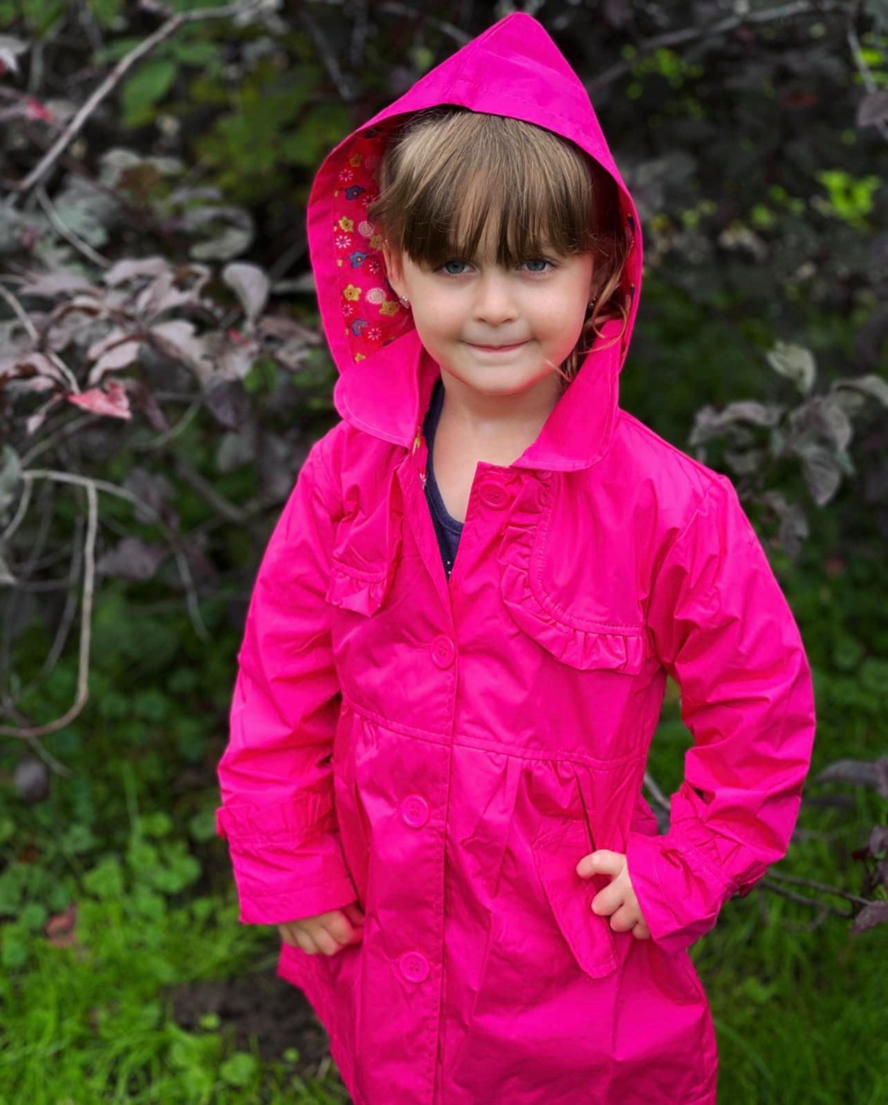 Arshiner Girl Kid Flower Waterproof Hooded Coat Jacket Outwear Raincoat