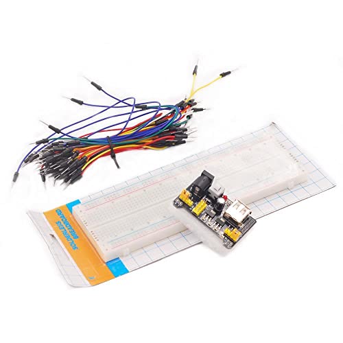 3.3V/5V MB102 Breadboard Power Module MB-102 830 Points Solderless Prototype Bread Board kit 65 Flexible Jumper Wires