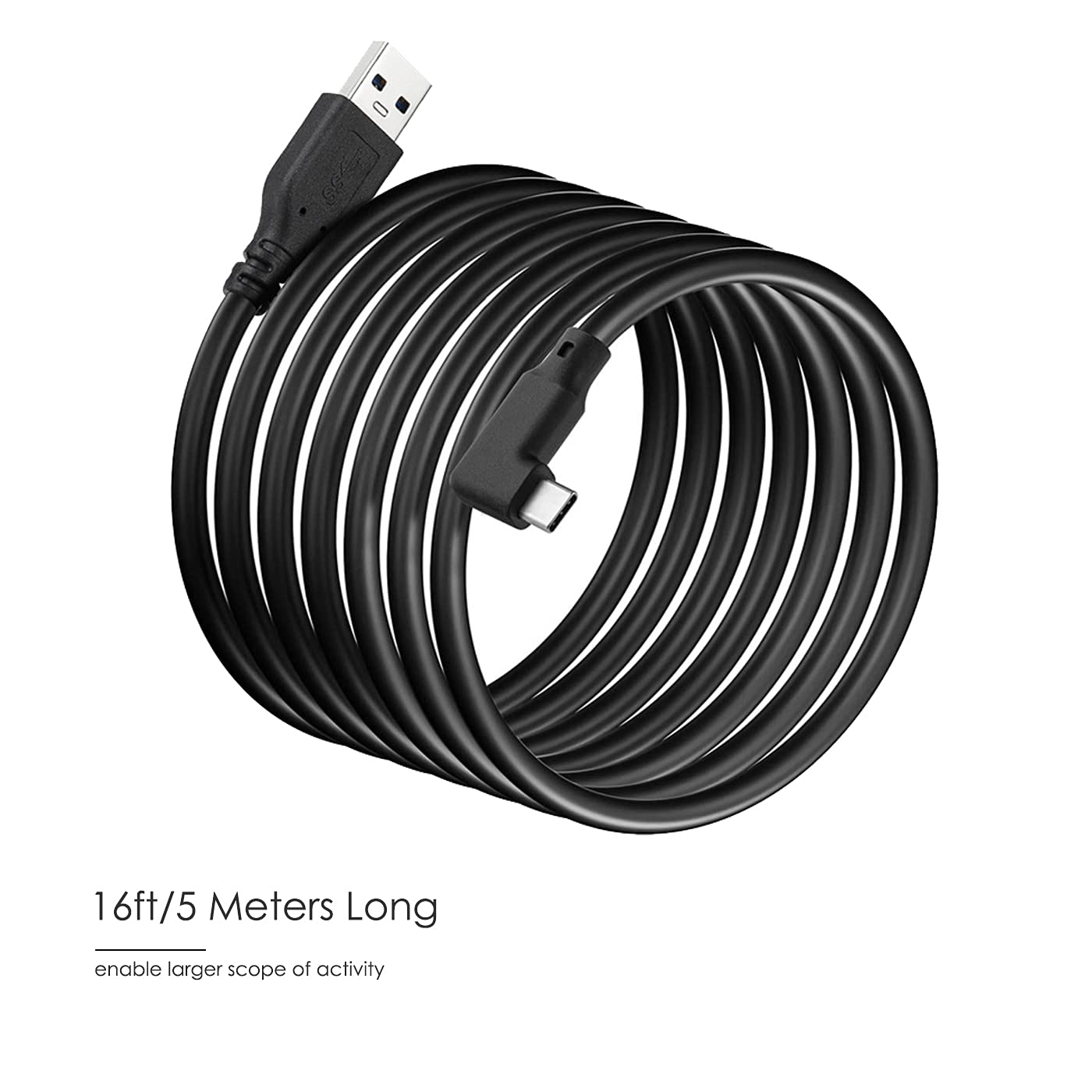 16FT Link Cable Compatible for Oculus Quest 2 USB C 3.0 VR Headset High Speed Data Transfer 90 Degree Fast Charging Cord for Gaming PC