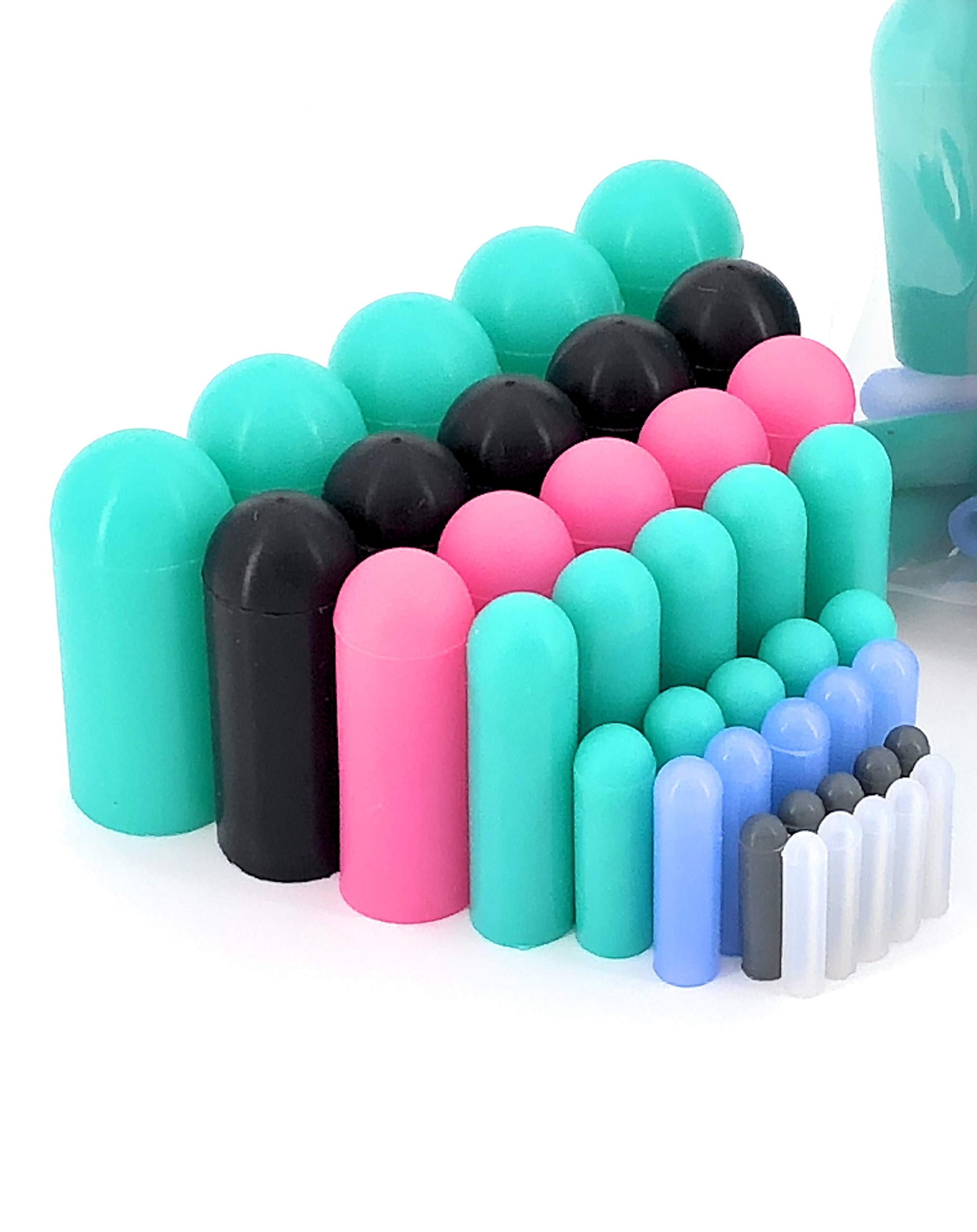 40 Piece High Temp Silicone Rubber Protective End Cap Kit - 3/32" to 3/4" for Powder Coating Custom Painting Anodizing