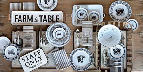 Park Hill Collection EAW90026 Farmhouse Enamelware Rectangle Tray with Handle, 15-inch Length