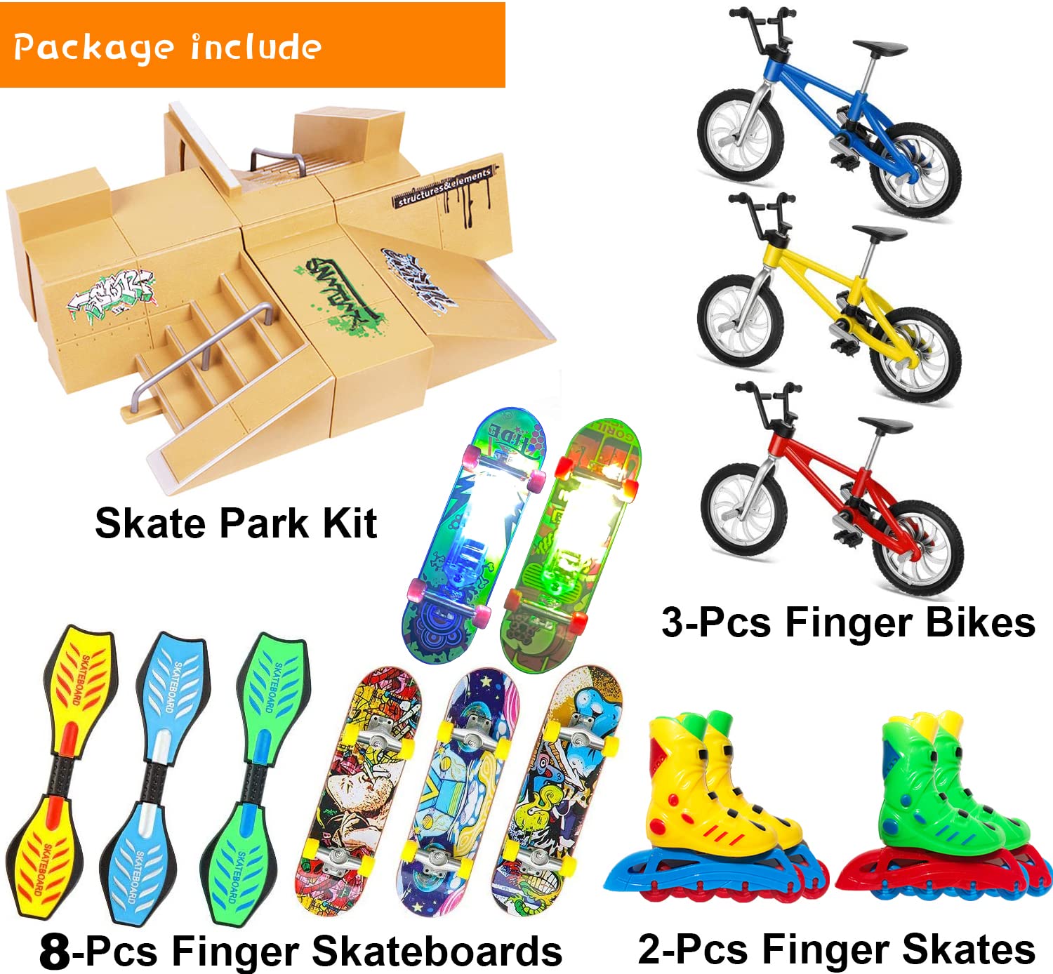 Aestheticism Skate Park Kit, with Interesting Accessories, Experience More Gameplay and Happiness for Kids - Ramp Parts for Fingerboard Skate Park Ultimate Parks Training Props
