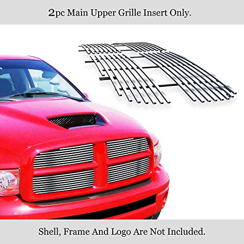 APS Compatible with Dodge Ram 2002-2005 Main Upper Stainless Steel Chrome Horizontal Billet Grille Grill Insert D85374A