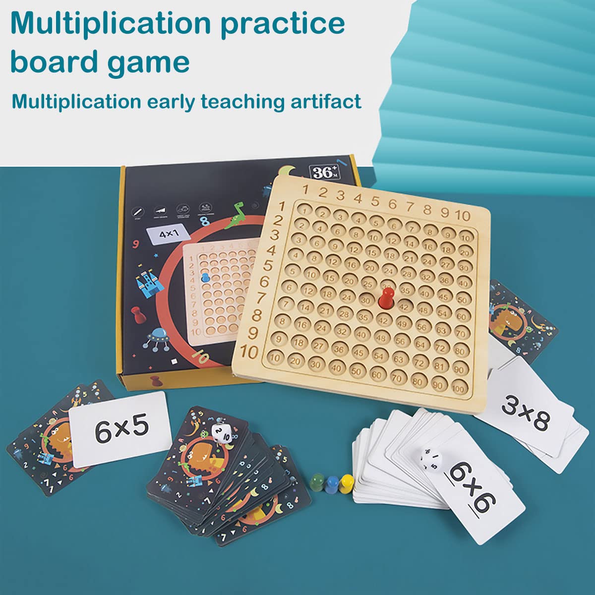 2 Pack Wooden Math Multiplication Board & Addition Board, Montessori Hundred Board, Math Table Board Game, Creative Educational Preschool Learning Counting Toys for Toddlers Kids Over 3 Years Old