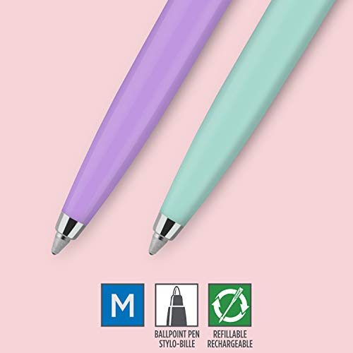 Parker Jotter Originals Ballpoint Pen Pastel Collection | Mint and Purple 50s Finishes | Medium Point | Blue Ink | 2 Count