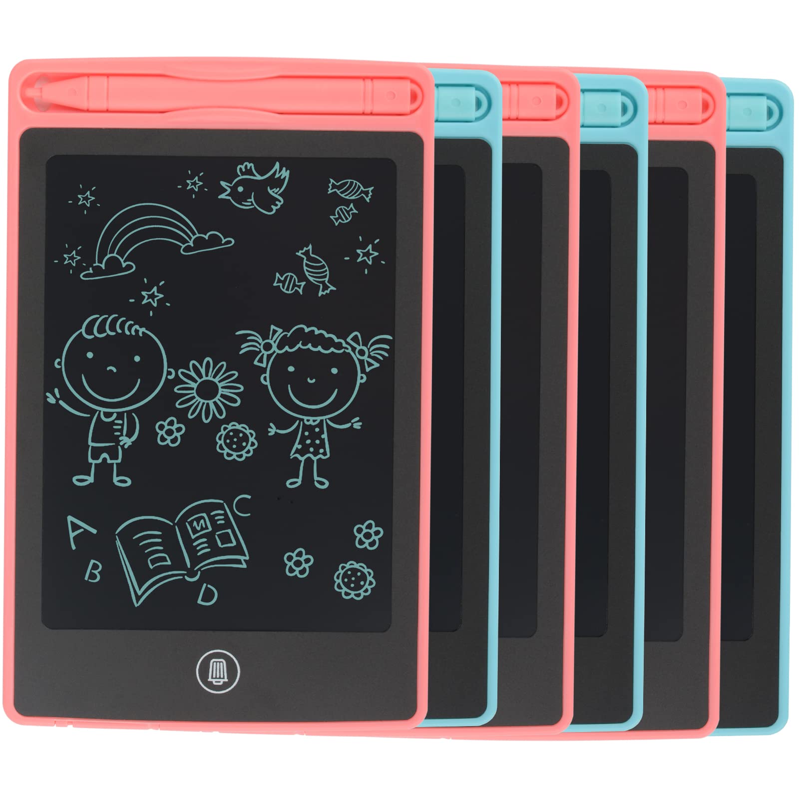 6 Pieces LCD Writing Tablet for Kids, 6.5 Inch Drawing Board Doodle Scribbler Board for 3-6 Years Old Girls Boys, Erasable Electronic Painting Learning Pads, Prizes for Kids Classroom