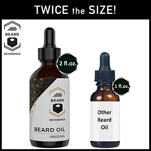 Beard Reverence All Natural Beard Oil (Unscented) Large 2oz Size - Premium Leave-in Conditioner, Softener, Moisturizer for Beard & Mustache Grooming, Health, Growth, and Care
