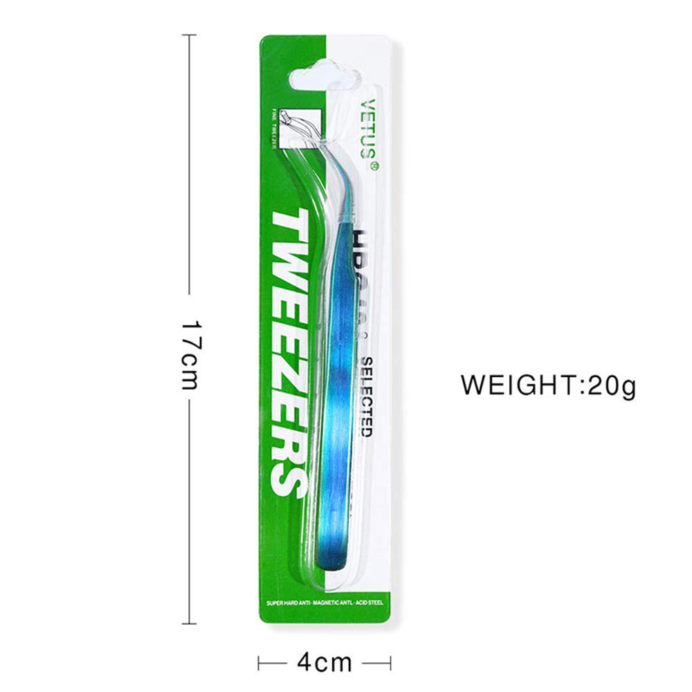 1pcs Curved Straight Stainless Steel Tweezers Eyelash Extensions Nail Art Rhinestones Pick Up Rainbow Nipper Makeup DIY Tools (1#)