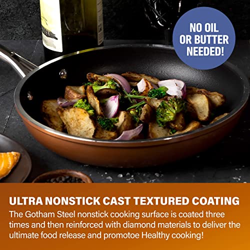 Gotham Steel Copper Cast 10 Piece Pots and Pans Set with Ultra Nonstick Diamond Surface, Includes Frying Pans, Stock Pots, Saucepans & More, Stay Cool Handles, Oven & Dishwasher Safe, 100% PFOA Free