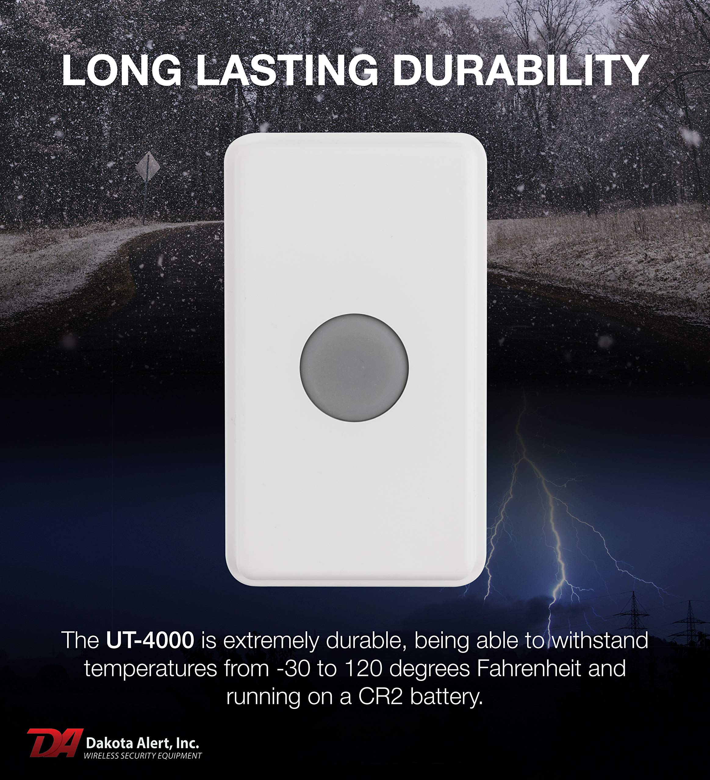Dakota Alert UT-4000, Universal Transmitter for Wireless Home Security & Doorbell-1 Mile Long Range, Compatible with 4000 Series Receiver, Driveway Alarms Wireless, Mailbox Alert, Weatherproof Sensor