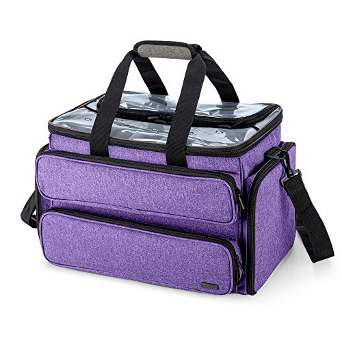 YARWO Knitting Bag, Yarn Storage Organizer Tote for Knitting Needles(Up to 14β), Crochet Hooks, Circular Needles, Projects and Skeins of Yarn, Purple (Bag Only)