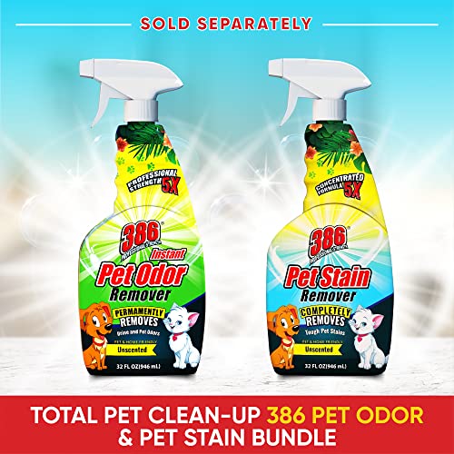 386 Professional Strength Pet Odor Eliminator for Home β Premium Odor Neutralizer for All Surfaces - Multipurpose Urine Remover for Dogs and Cats β Unscented, Long-Lasting No Enzyme Formula