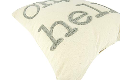 Creative Co-Op Oh, Hello Embroidered Square Cotton Pillow, Grey