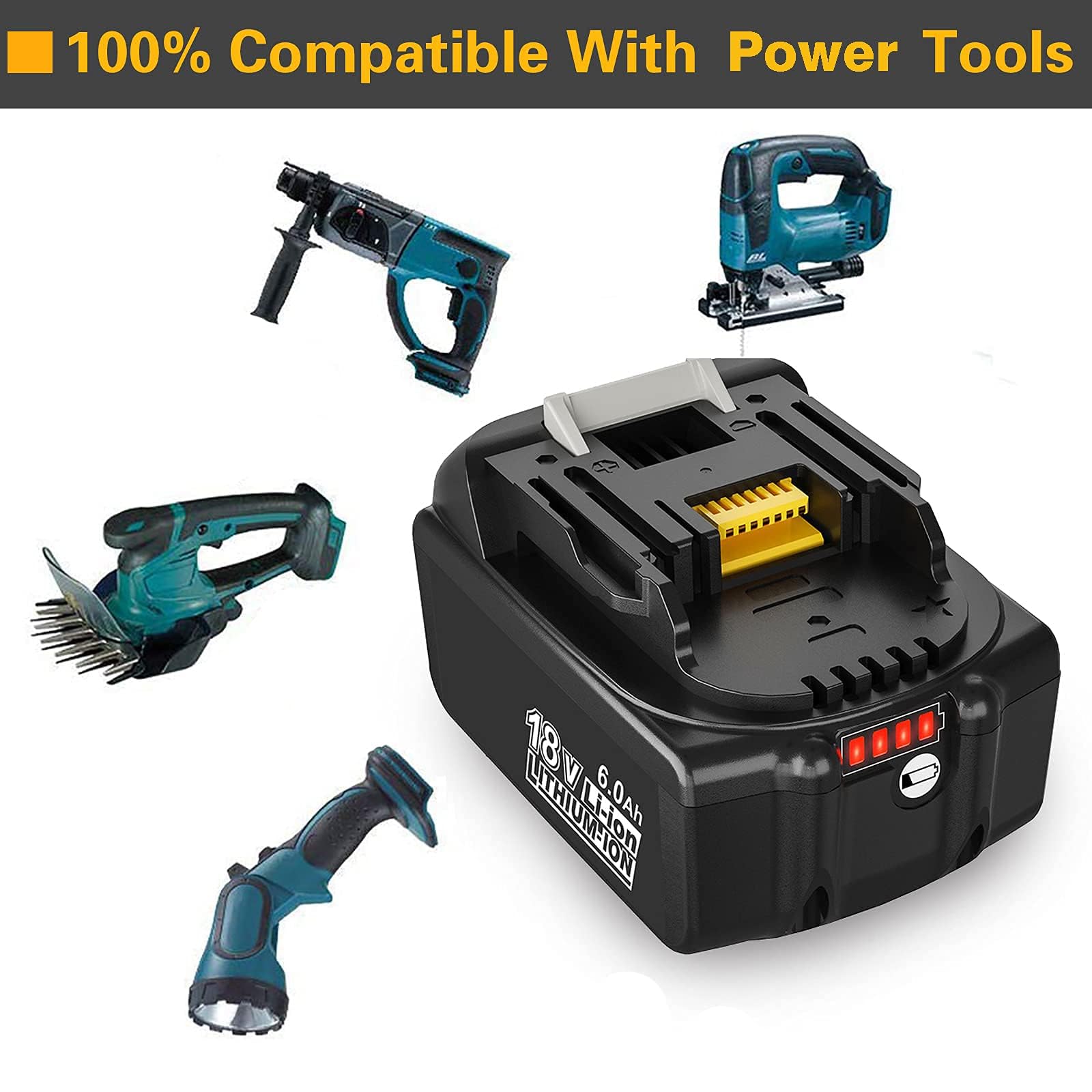 18V 6.0Ah BL1860B Replacement Battery and Charger Compatible with Makita 18V Battery Lithium BL1860 BL1860B BL1850 BL1845 BL1840 BL1830 BL1820 BL1815 LXT400 Power Tools Batteries