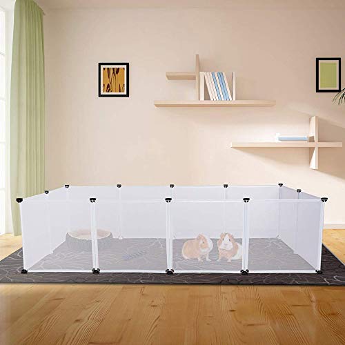 Hamster Playpen Plastic, Rabbit Fence Indoor Small Animal Cage Exercise Pen Transparent Playpen for Puppy Guinea Pigs Bunny Chinchilla Gerbils Hedgehogs Rats (12 Panels/Size:13.78 X 13.78 inches)