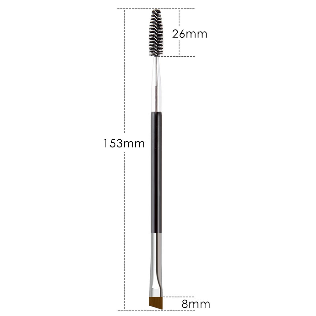 2 Pack Angled Eyebrow Brush, KINGMAS Professional Double-Ended Eye Brow Brush and Spoolie Brush (Black)