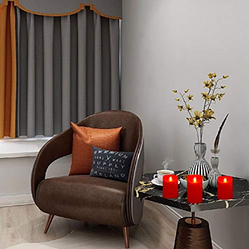 Urchoice Red Flameless Candles Battery Operated Pillar Real Wax Realistic Flickering Electric LED Candle(D 3" x H 3" 4" 5" 6" 7" 8") Set of 6, with 10-Key Remote and Cycling 24 Hours Timer