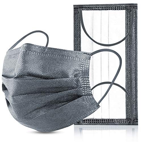 YJIAKA Gray Disposable Face Mask 4-Ply Safety Masks Anti Dust Breathable Mouth Cover with Elastic Earloop Mask Protect Health - 50Pcs