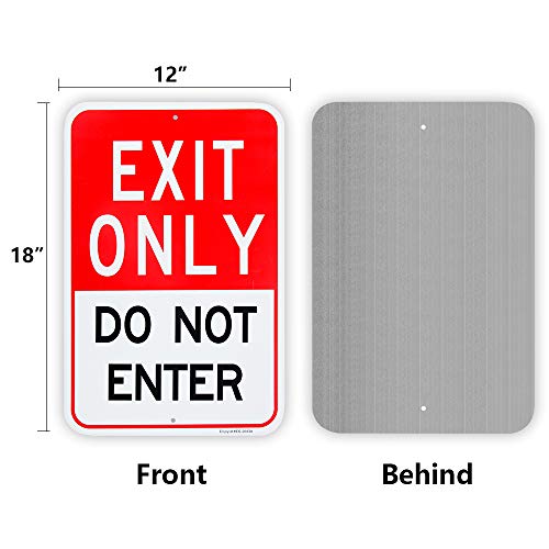 2-Pack Large Exit Only Do Not Enter Sign, 18"x 12" .04" Aluminum Reflective Sign Rust Free Aluminum-UV Protected and Weatherproof