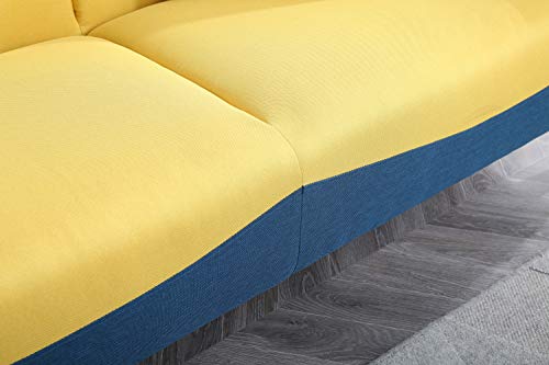 Greatime Linen Fabric Upholstery Modern Design Loveseat with Toss Pillow and Wood Legs