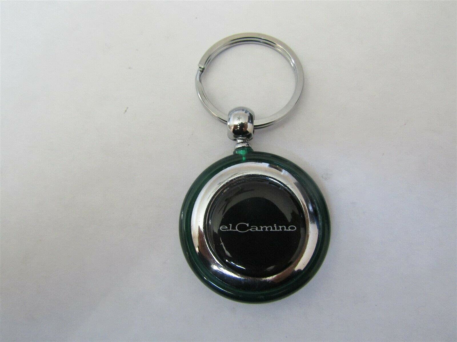 1959 - 1987 EL Camino Script Logo Emblem Round Plastic Keychain - Green
