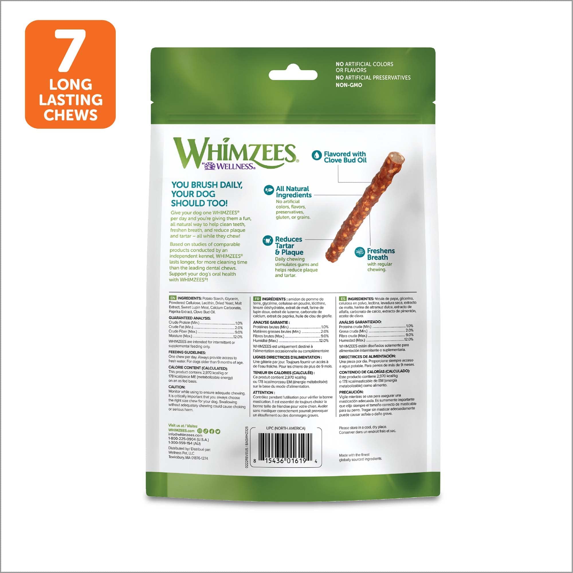 Whimzees Brushzees Dental Chews for Dogs (Large) and Veggie Sausage Dental Chews for Dogs (Large)