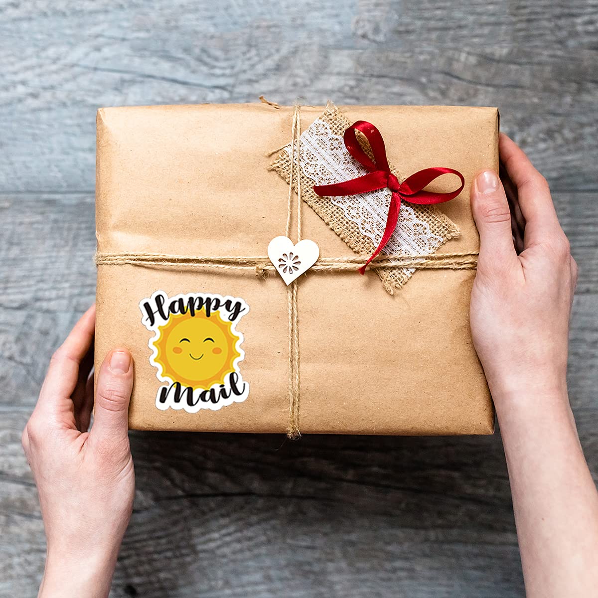 Littlefa 1.5” Happy Mail with Sun Design Stickers,Mail Stickers,Bakeries Stickers,Handmade Stickers,Small Business Stickers, Envelopes Stickers, Gift Bags Packaging 500 PCS