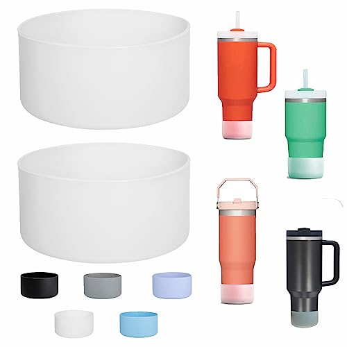 2Pcs Boot Sleeve for Stanley Cup, Silicone bottom sleeve for Stanley 40 oz 30 oz Tumbler 20 oz, Protective Sleeve Bottom Cover for Stanley Cup Accessories (Clear)