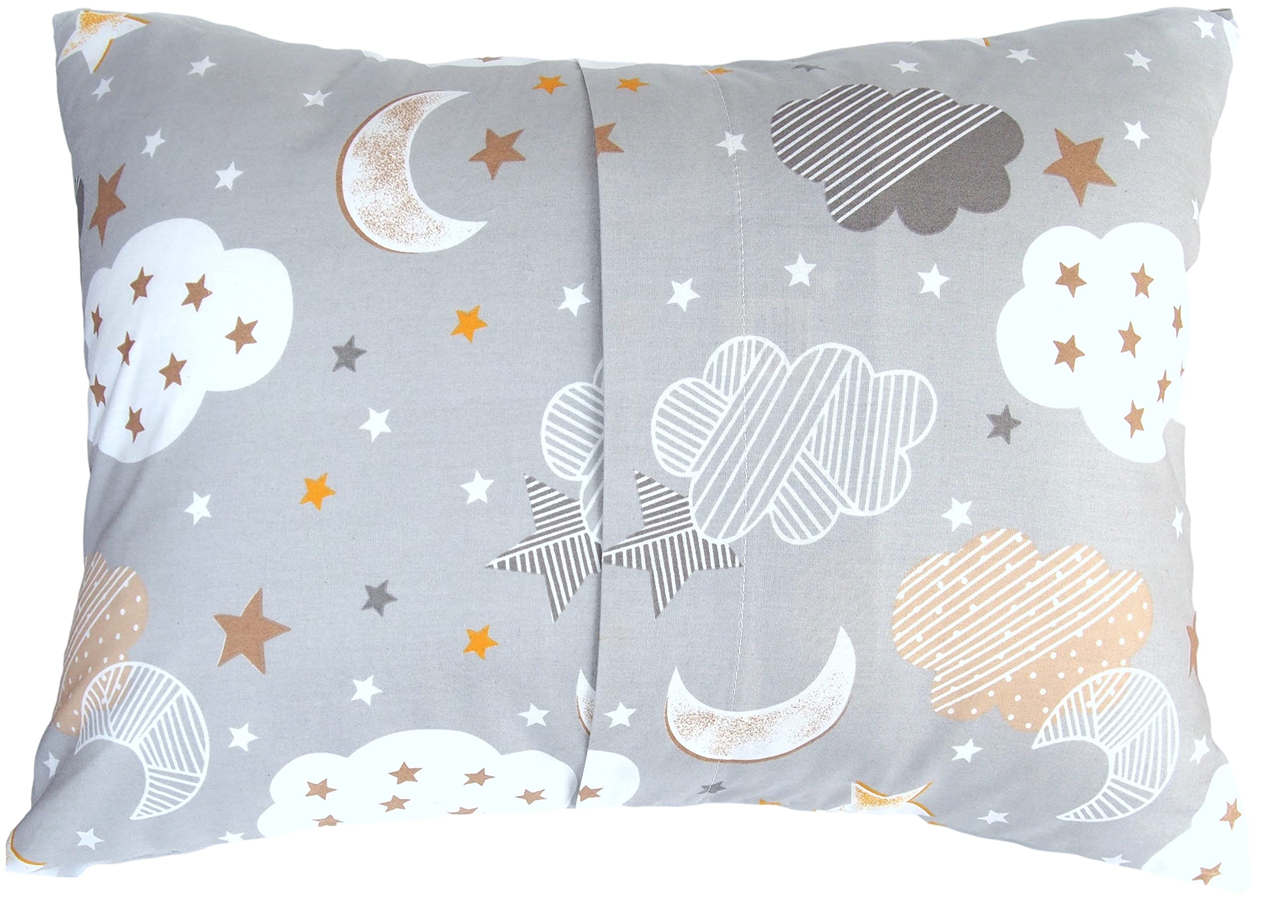 Toddler Pillowcases 13x18 Grey - Cotton Toddler Pillowcase Star Moon, Toddler Star Pillowcase Boy, Mini Travel Pillow Case Cover - Grey Moon Stars