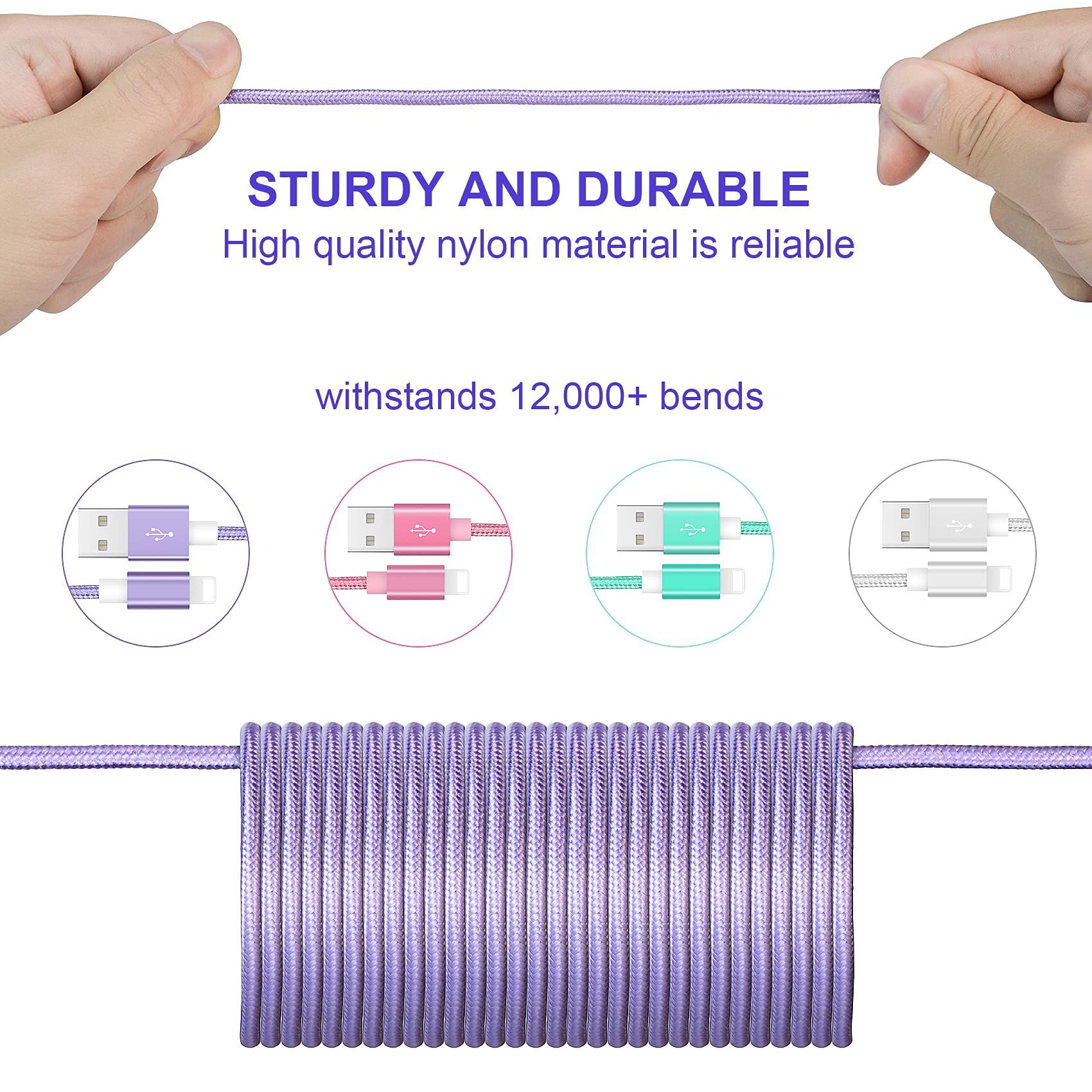 iPhone Charger,【Apple MFi Certifide】 4 Pack iPhone Cord iPhone Charging Cable Nylon Braided Compatible with iPhone 14 13 12 11 Pro Max Xs Xr 8 7