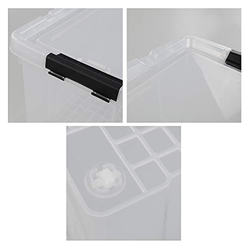 Pekky 50 Quart Clear Storage Containers/Bins with Lid,Wheels and Latching Handles, Large Rolling Storage Plastic Box Tote(4Packs)