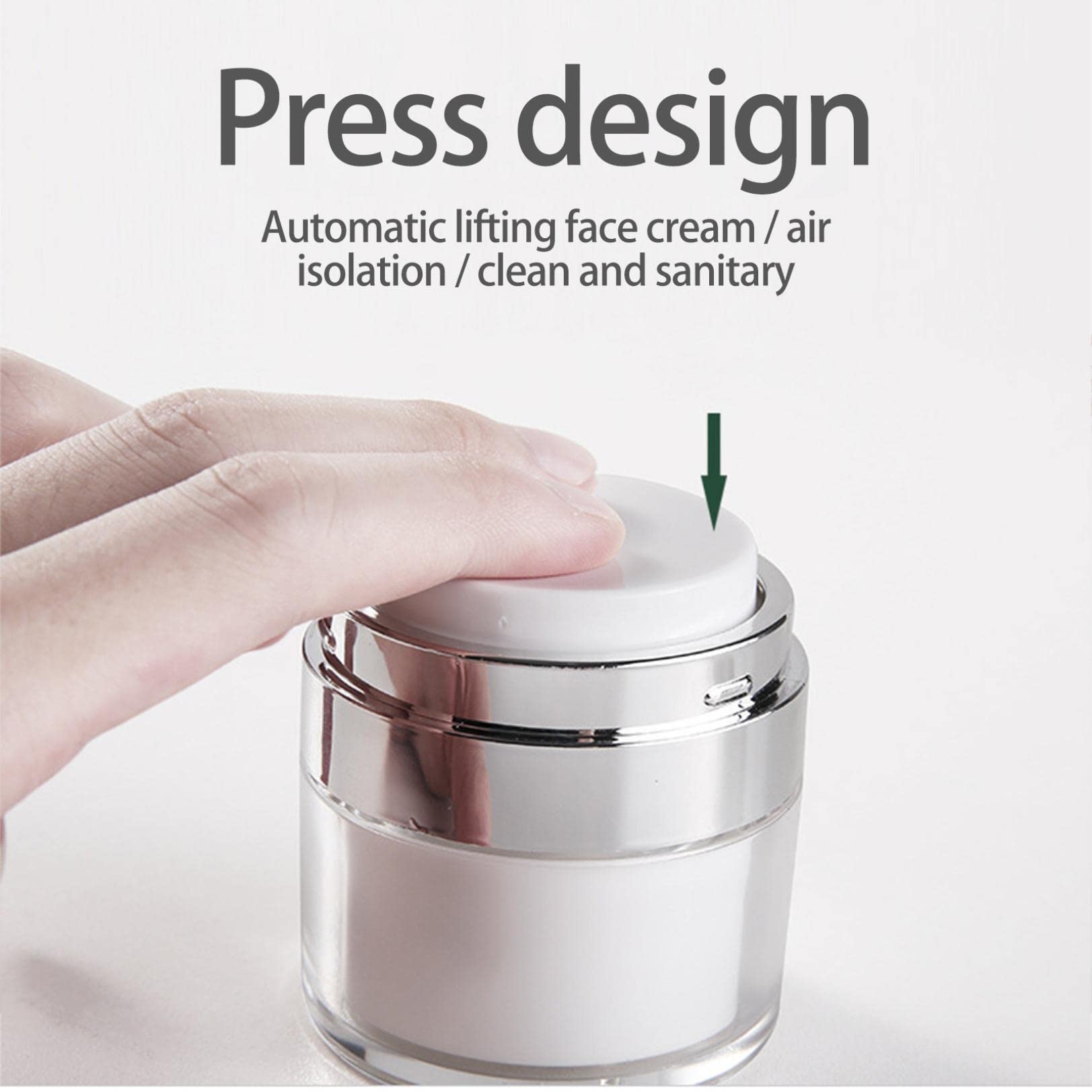 2Pcs Airless Pump Jars Sets, Face Moisturizer Pump Dispenser Travel Size Pump Bottle Container for Lotion, Empty Airless Cosmetic Container Cream Jar Vacuum Bottle Dispenser