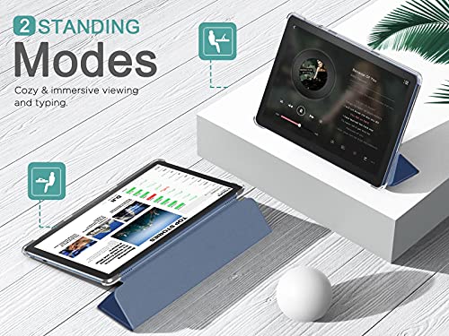 MoKo Case Fits All-New Kindle Fire HD 10 & 10 Plus Tablet (11th Generation, 2021 Release) 10.1" - Slim PU Leather Trifold Stand Cover Frosted Hard Back Shell with Auto Wake/Sleep, Indigo