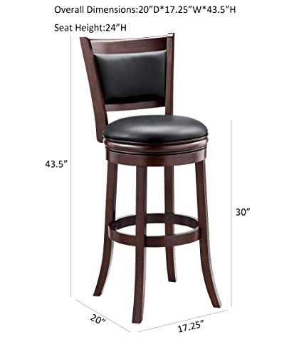 Ball & Cast Swivel Pub Height Barstool 29 Inch Seat Height Cappuccino Set of 1