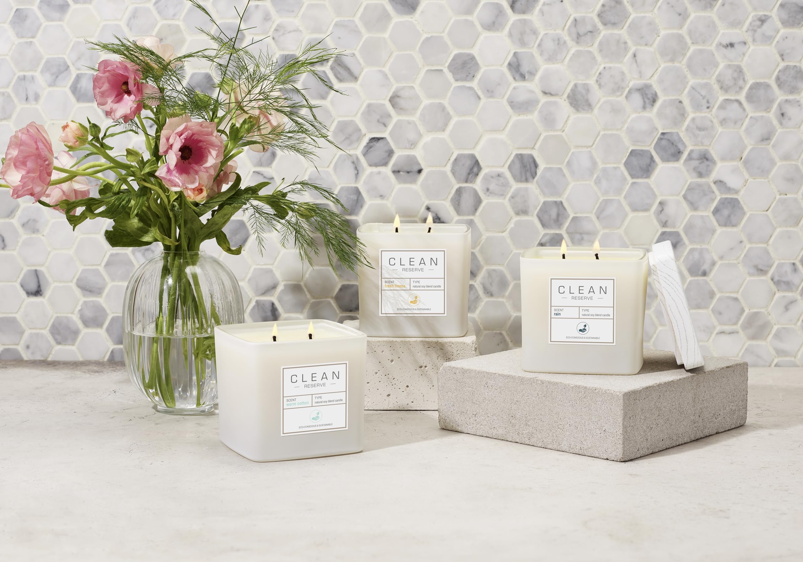 CLEAN RESERVE Home Candle | Natural Soy Blend Scented Candle | Premium Non-Toxic Candle Made with Sustainable Ingredients | Up to 40 Hour Burn Time | 8 oz