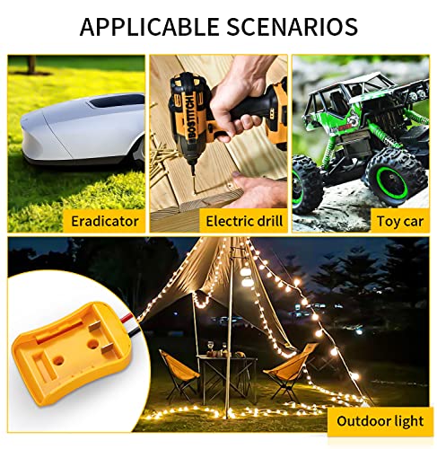 2 Pack Power Wheel Adapter for Dewalt 20V Battery Series with Fuse, Switch & Wire Terminal, 3Pcs 30A Fuse, 12 AWG Wire Battery Converter Connector DIY for RC Toys, Robotics, Truck and Work Lights (2)