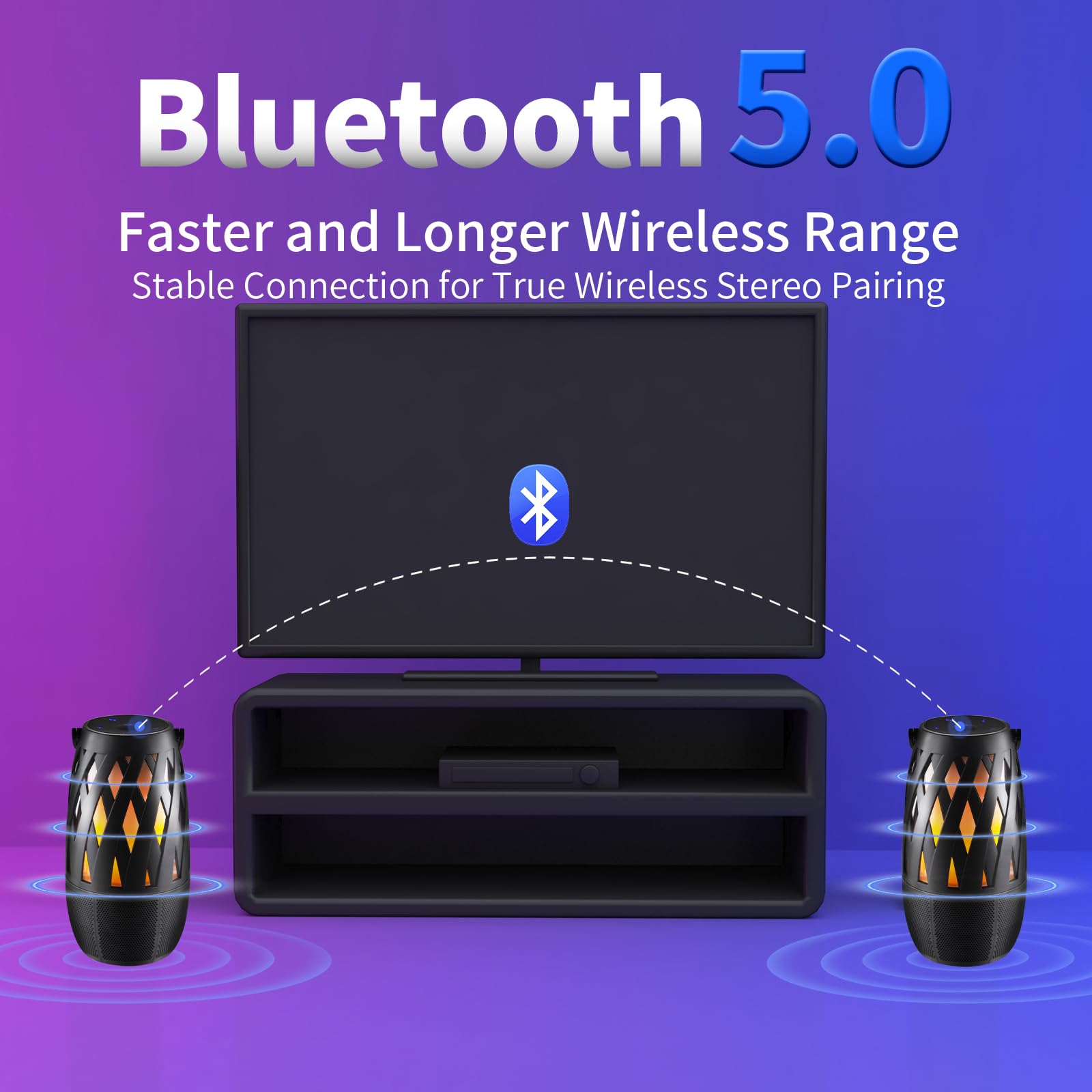 2-Pack Outdoor Bluetooth Speakers, Gifts for Women, Men, Fathers - Portable LED Flame Speaker, IPX5 Waterproof Patio Wireless Speakers with Torch Atmosphere for Yard Party, Camping, Garden