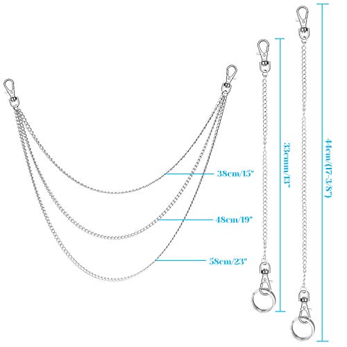 Anezus 3pcs Belt Chain, Pocket Chain, Chains for Wallet, Pants, Jeans, Goth Accessories for Eboy, Egirl, Men and Women