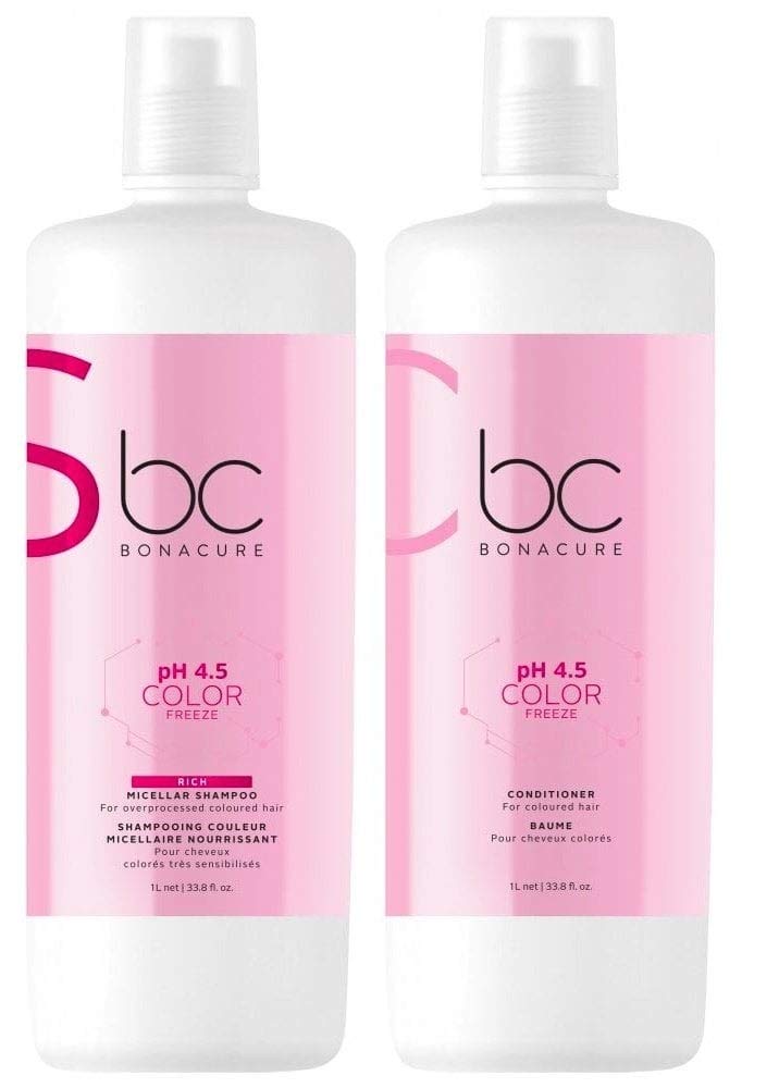 BC Bonacure pH 4.5 Color Freeze Rich Micellar Shampoo and Cleansing Conditioner Liter Duo (+ Free Sample)