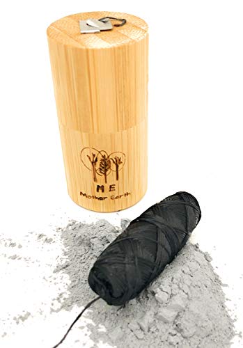 Vegan Biodegradable Bamboo Charcoal Dental Floss with Refillable Bamboo Container | Free Refill | Natural Candelilla Wax | 55yds x2 | Peppermint Essential Oil | Eco Friendly | Zero Waste Oral Care