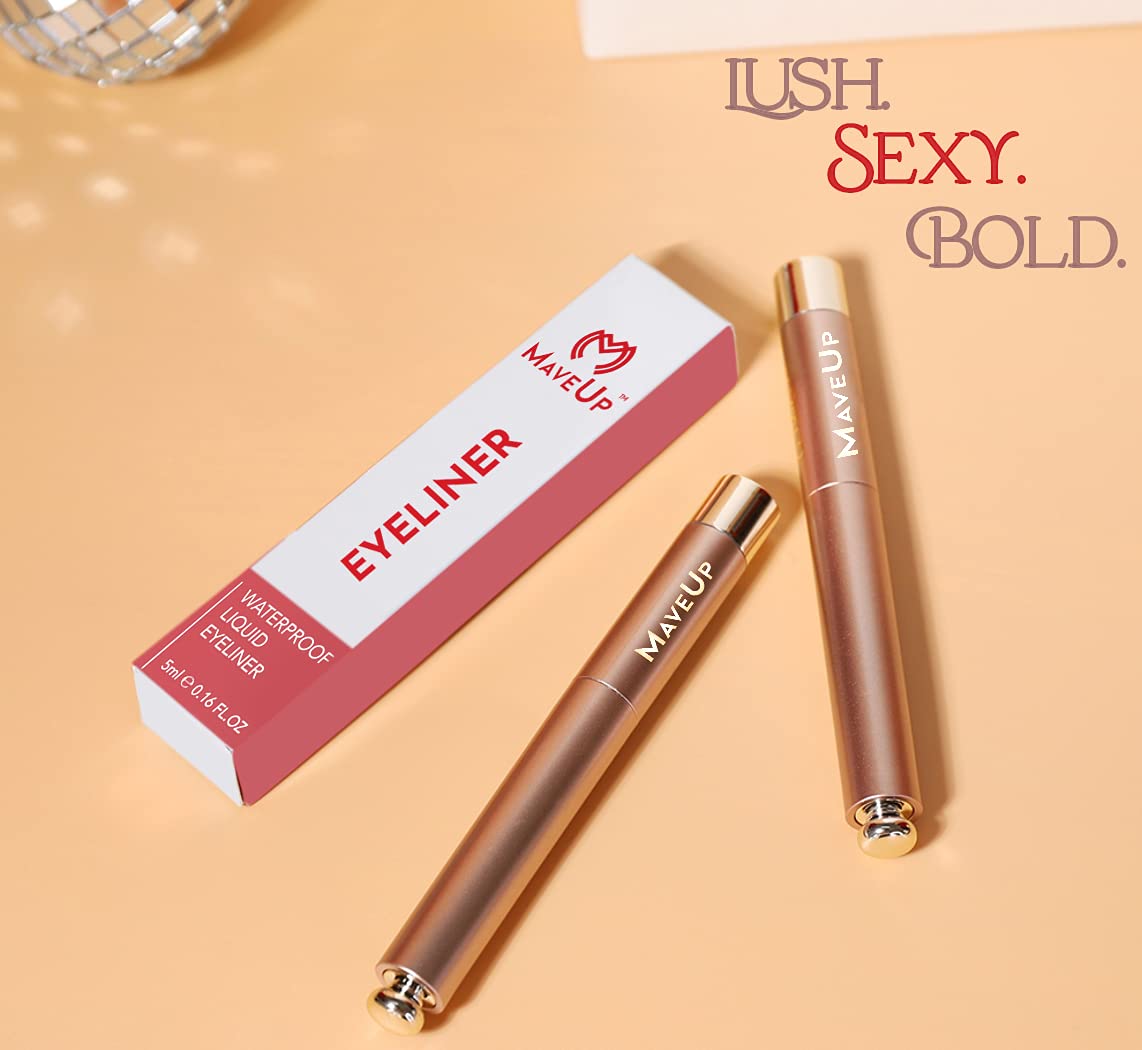 MAVEUP Eyeliner. Make Your Eyes Mesmerizing. Smokey Eyes Vibe. Makes You More Confident. Brilliant Makeup Finish. Satin and Silky Smooth Tip. Classic. Showtime Black.
