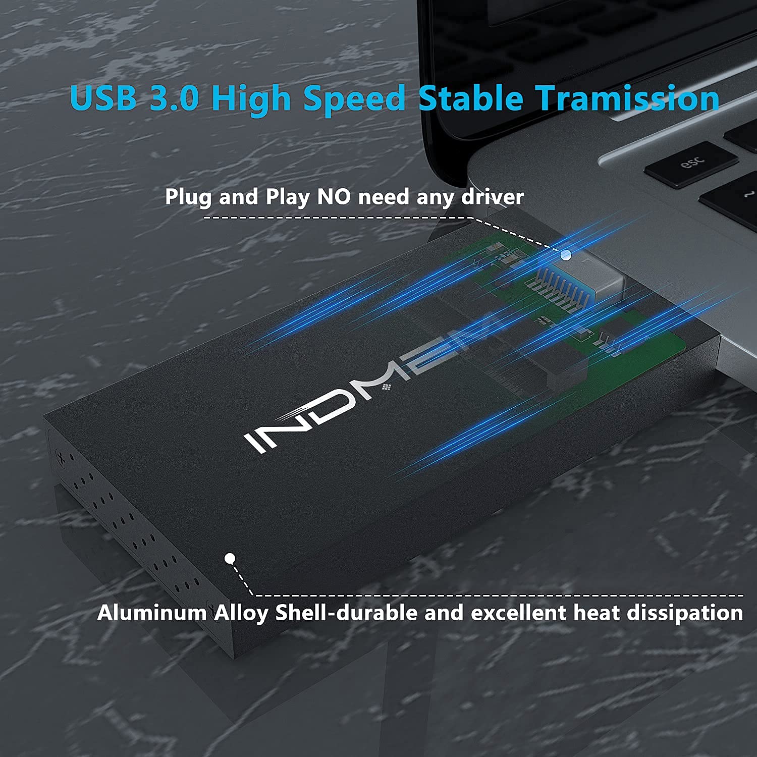 INDMEM mSATA to USB 3.0 Enclosure with 64GB mSATA SSD