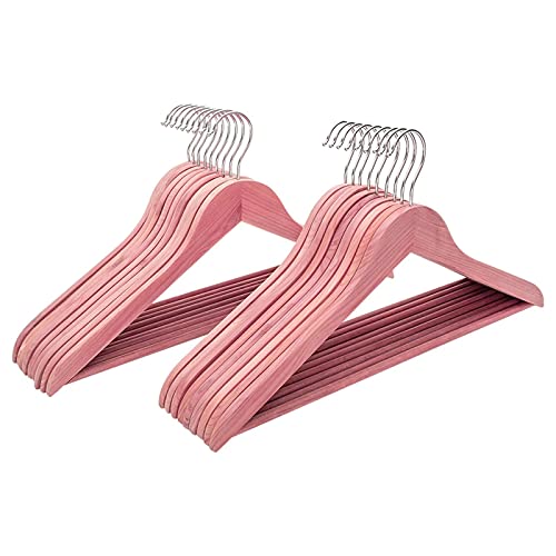 FairyHaus Natural Cedar Hangers 24Pack, Smooth Finish Wooden Coat Suit Hangers - Slim Sleek & Flat Cedar Wood Shirt Hangers with 360° Rotating Hook, Durable Cedar Clothes Hangers