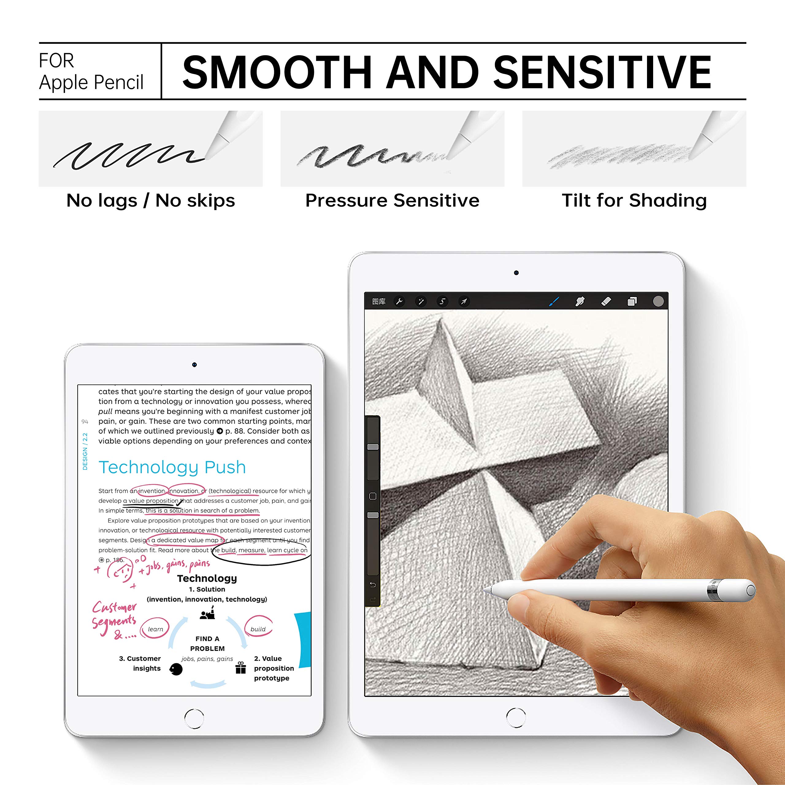 Pencil Tips Replacement for Apple Pencil 1st Gen 2nd Generation (6 Pack), Pen Nibs Compatible with iPad Pencil.