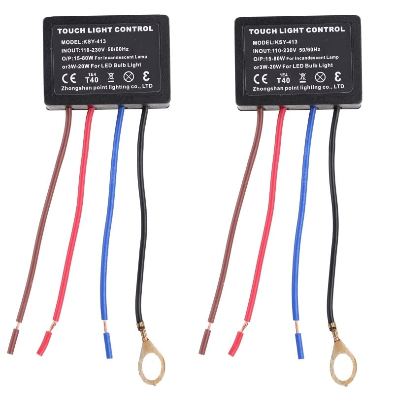 2 PCS 220V 3-Way Touch Control Dimmer Switch,Desk LED Lamp Light Sensor Dimmer Repair Kit Control Module Replacement Sensor for Bulbs (1 A)