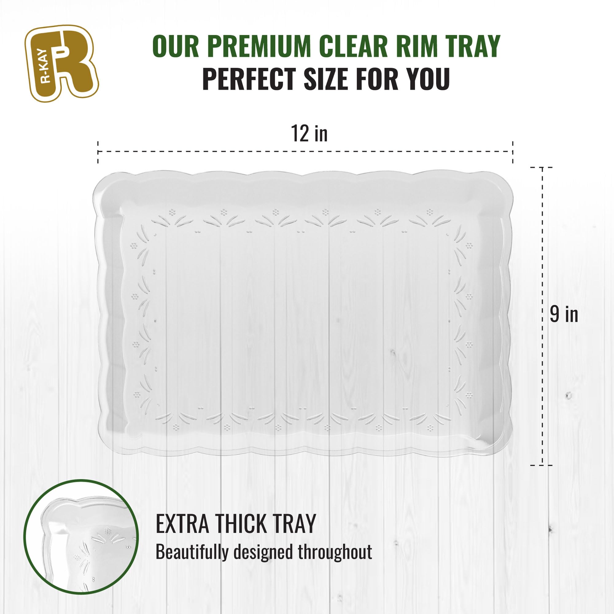 6 Pack Plastic Serving Trays for Party - Plastic Tray 9 by 13 Inch - Heavy Duty Plastic Trays for Food - Rectangular Party Serving Trays and Platters - Premium Party Trays - Clear Disposable Trays