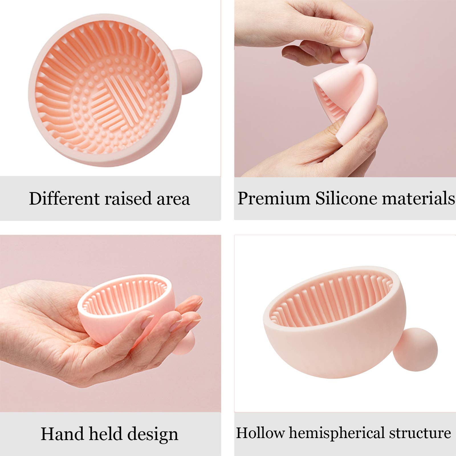 Pubcontti Asion Brush Cleaning Pad,Silicone Makeup Cleaning Brush Scrubber Bowl Portable Washing Tool Cosmetic Brush Cleaner for Girl-Easy Clean