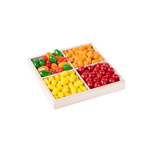 Hammont Four Sections Wooden Tray - 3 Pack - 7’’x7’’x1.22’’ - Square Wood Serving Tray with Four Simple Designed Compartments