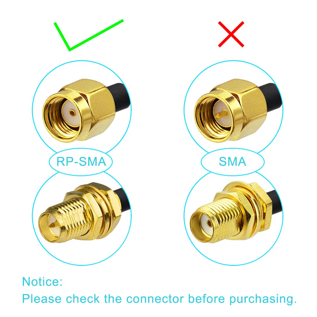 Bingfu RP-SMA Female Bulkhead Mount to Dual RP-SMA Male WiFi Antenna Adapter Splitter Cable 15cm 6 inch for WiFi Router Hotspot Wireless Mini PCI Express PCIE Network Card Adapter