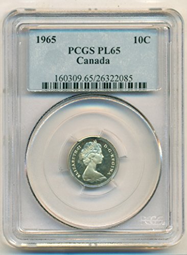 1965 CA Canada - Elizabeth II Silver 10 Cents PL65 PCGS